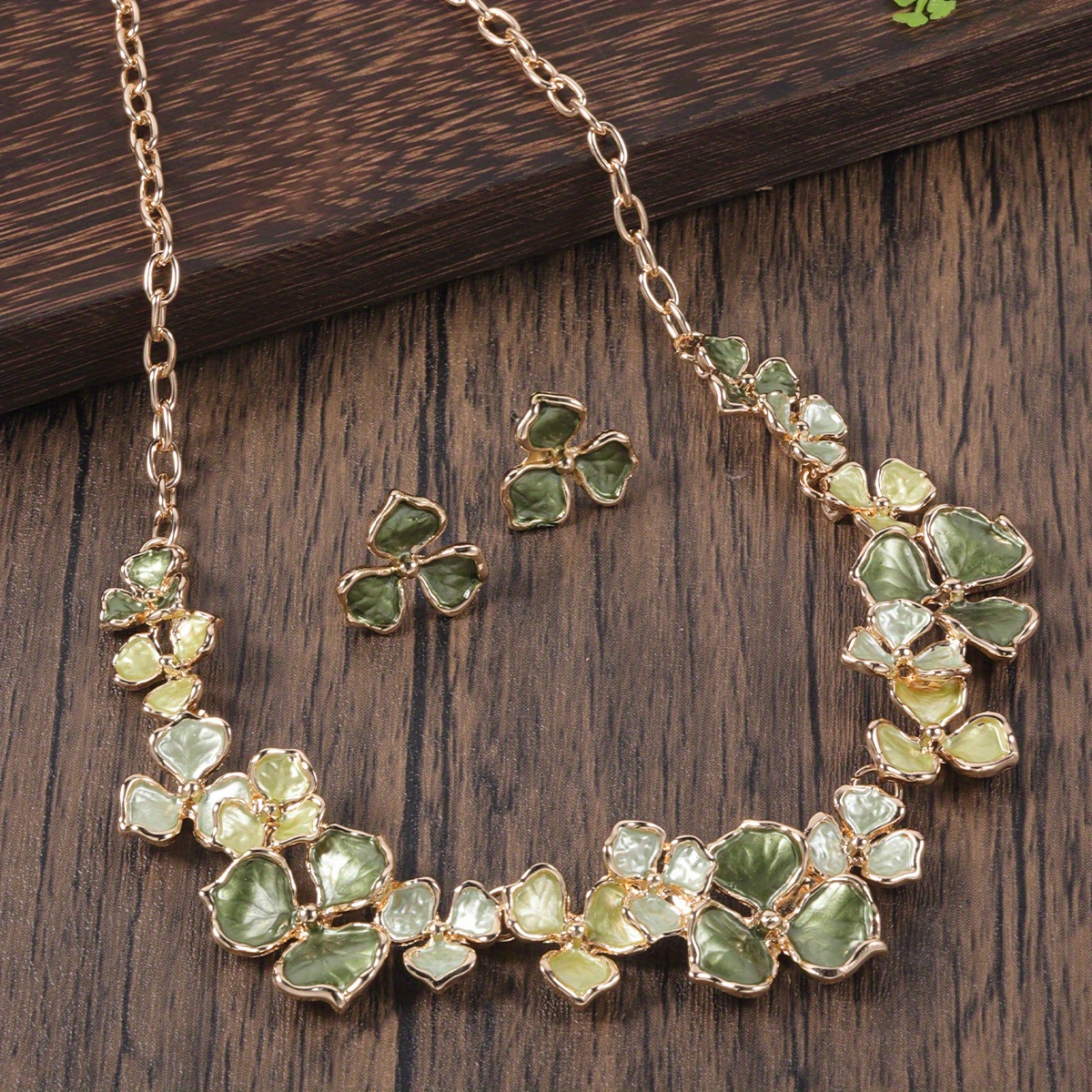 green jewelry sets sold on Temu United States