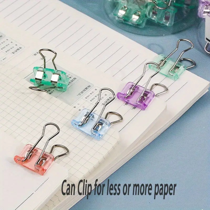 20pcs 아크릴 모란디 투명한 바인더 클립 종이 클램프 70 매의 종이에 적합 학생 문서 정리 데스크톱 저장 및 종이 수집
