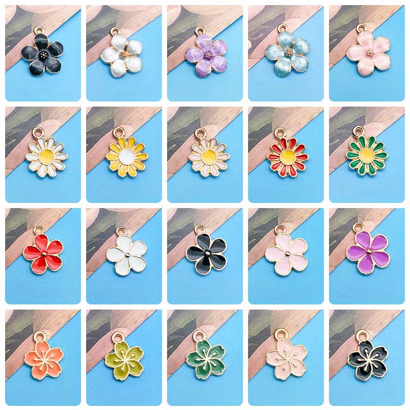 Enamel Oil Flower Shaped Charms Pendants Diy - Temu Canada