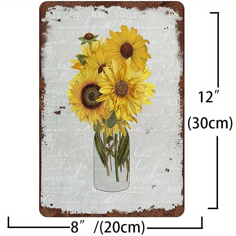 Rustic Sunflower Vase Tin Sign Retro Farmhouse Wall Decor - Temu