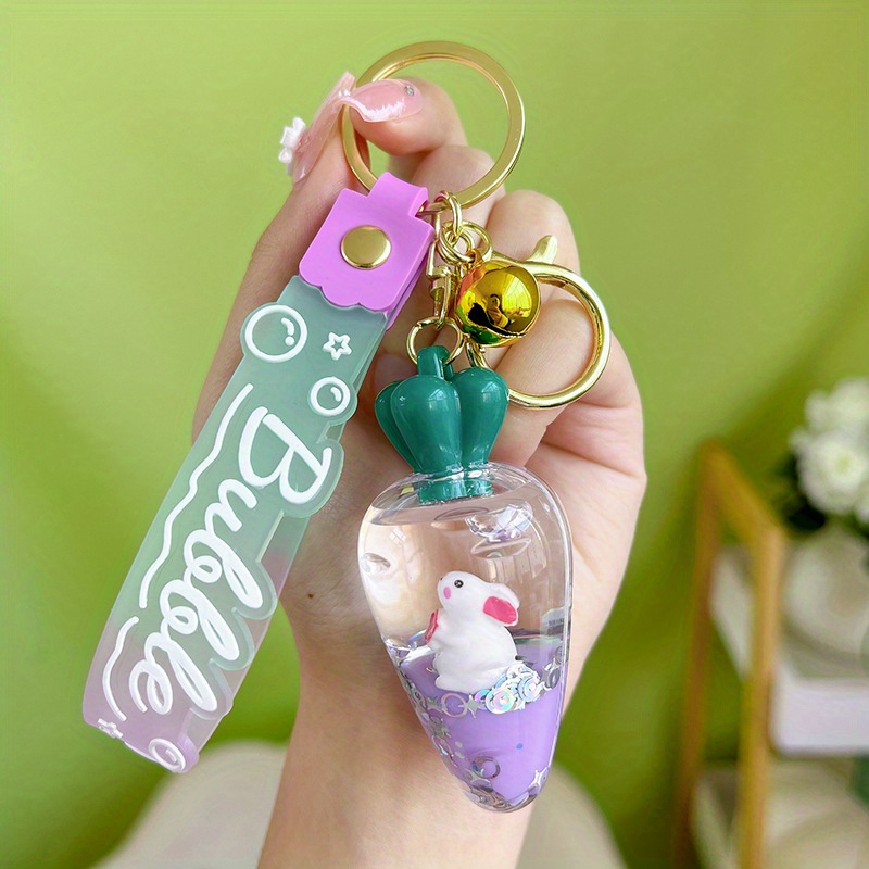 Creative Oil Rabbit Carrot Key Chain Cartoon Quicksand - Temu Australia