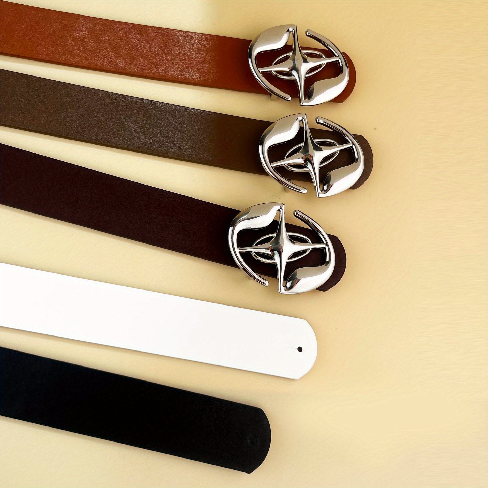 Star Hollow Belt Stylish Solid Color Hip Hop Pu Belt - Temu Australia