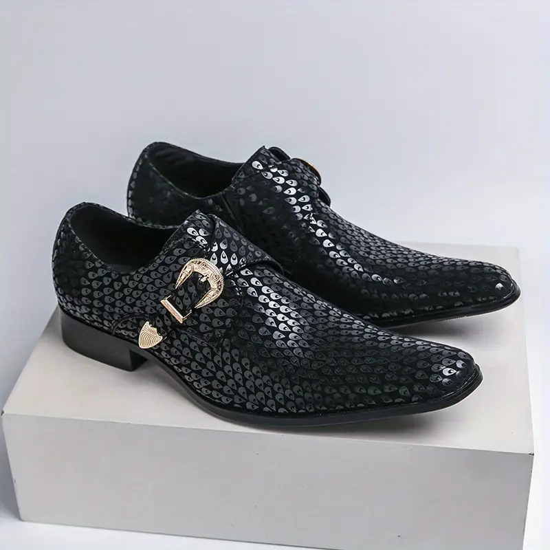 Womens Buckle Strap Oxfords Fashion Print Square Toe Low Temu United