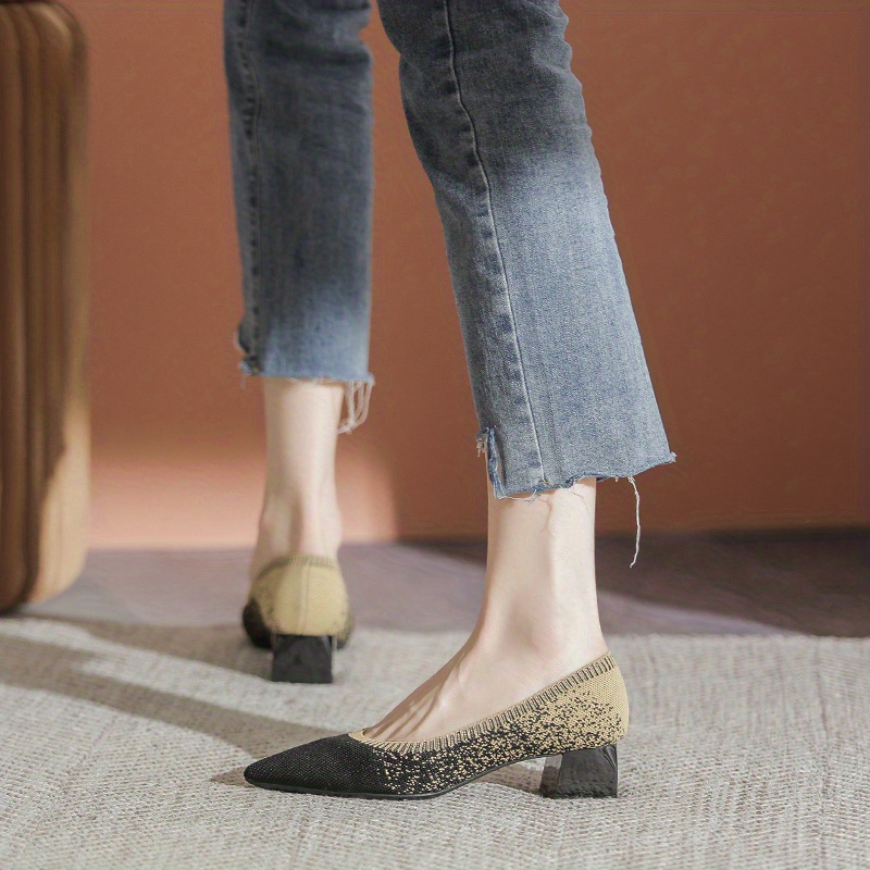 Comfy Dress Shoes Women s Knitted Low Heels Pointed Toe Soft - Temu Canada