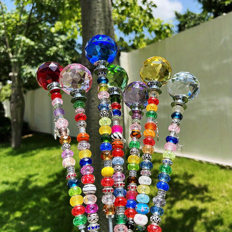 Colorful Pretty Jeweled Garden Stake Planter Stake Round - Temu