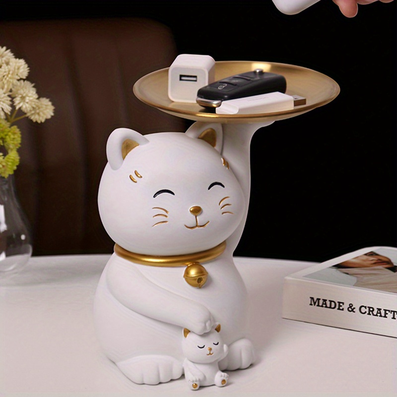 Lucky Cat Fruit Tray Desktop Snack Key Storage Rack Micro - Temu