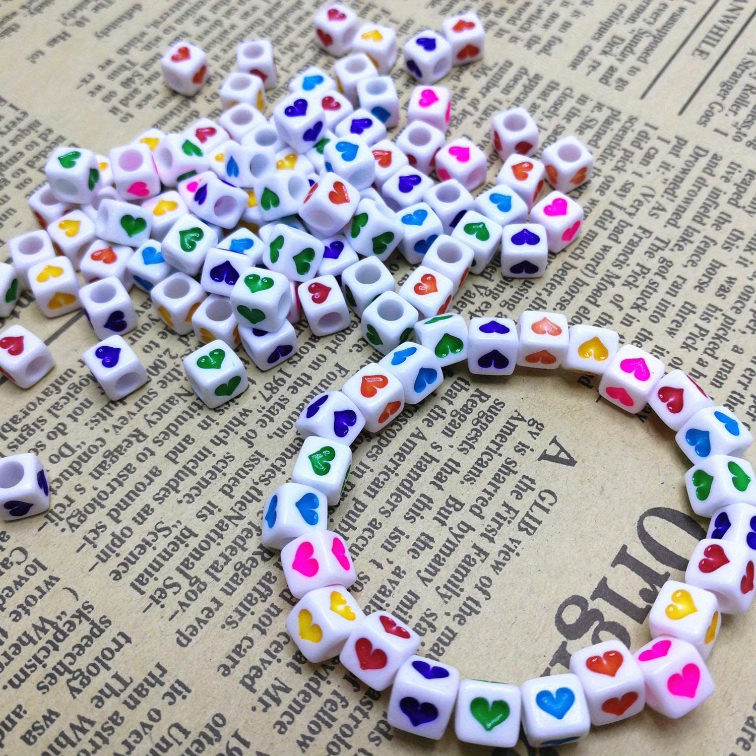White Cubic Acrylic Letter Number Beads Plastic Beads - Temu