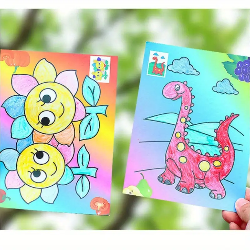 8pcs 어린이 Diy 수채화 그림 그리기 수 분말 그림 그리기 채우기 그래피티 그림 그리기 유치원 미술 그림 세트