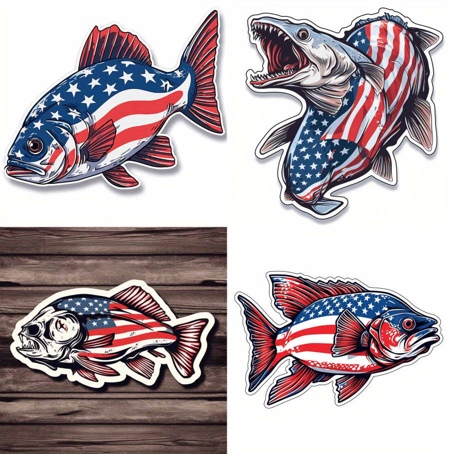 4in1 Show Usa Bone Fish Sticker Decals! - Temu