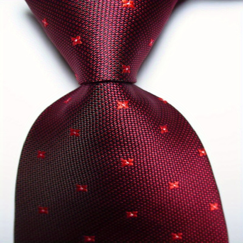 New Plaid Dot Style Tie Mens Set Dark Blue Jacquard Woven Mens Tie For ...