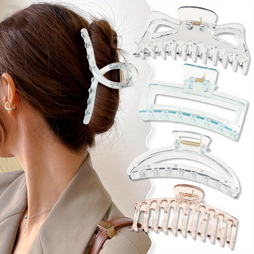 Transparent Hair Claw Clip Simple Style Resin Hair Claw - Temu United ...