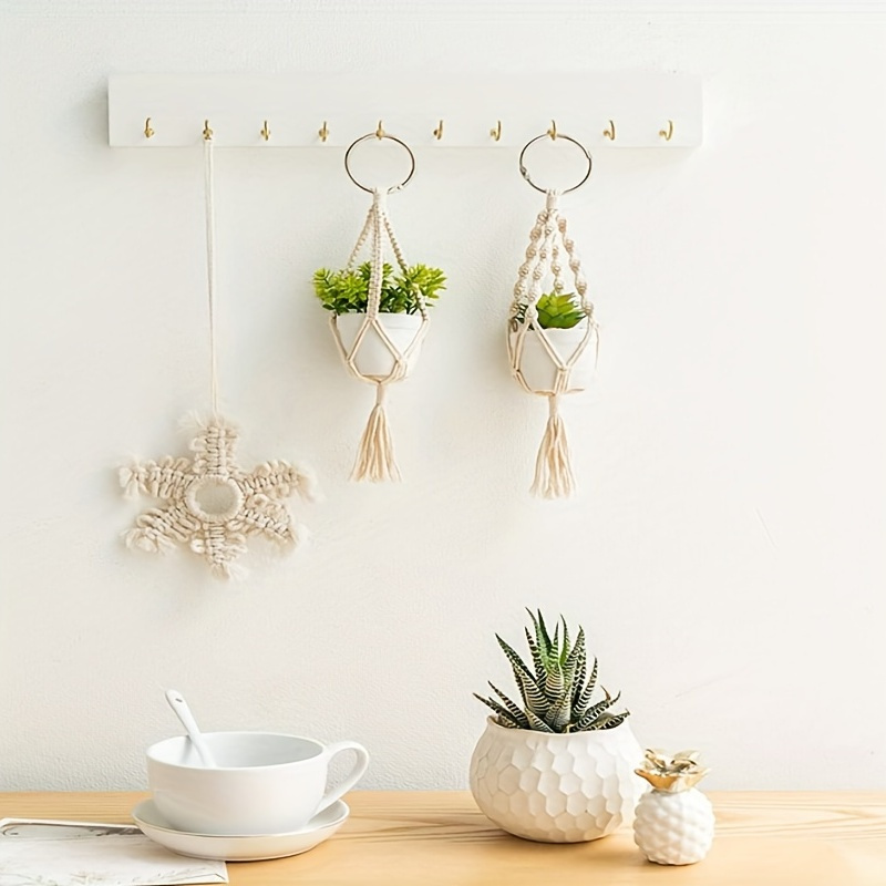 2 Packs White Mini Macrame Plant Car Accessories Rear View Mirror Charm ...