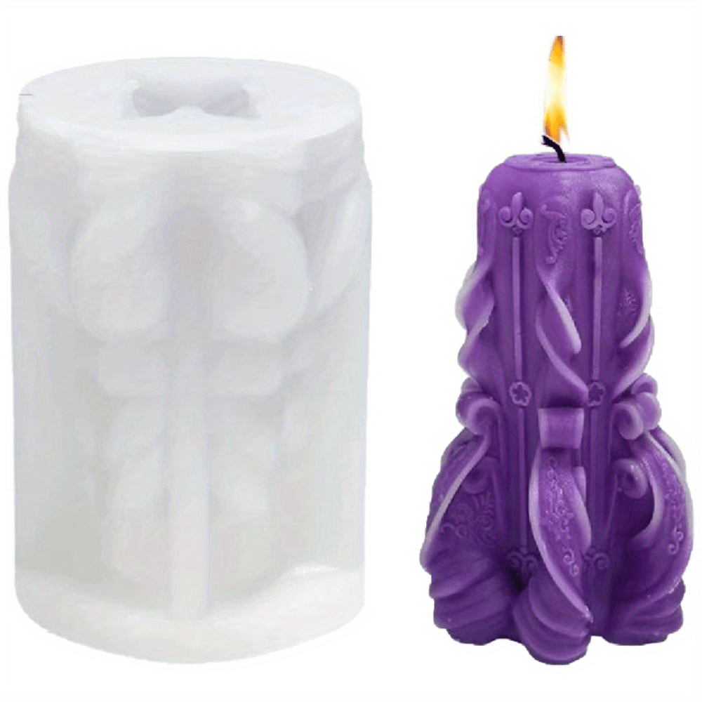Scented Candle Silicone Diy Carved Cylindrical Candle - Temu United Kingdom