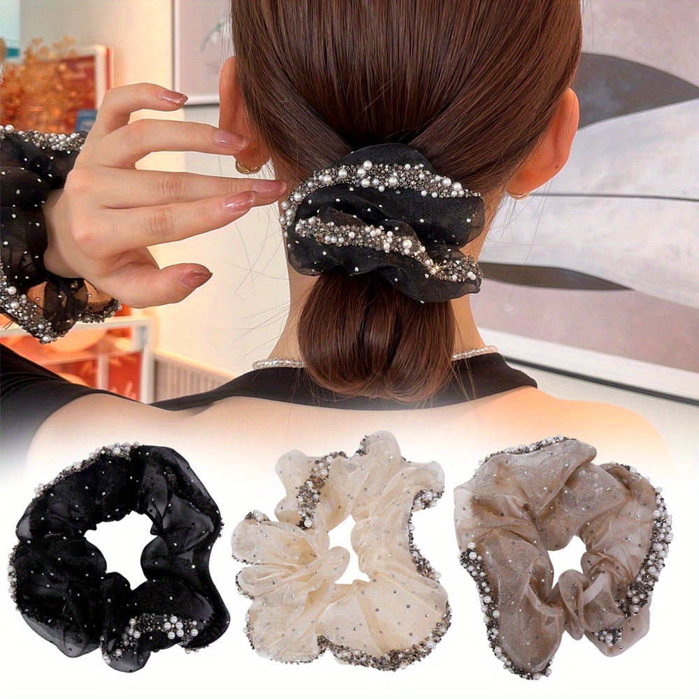 organza hair tie large scrunchie ponytail - Temu Australia