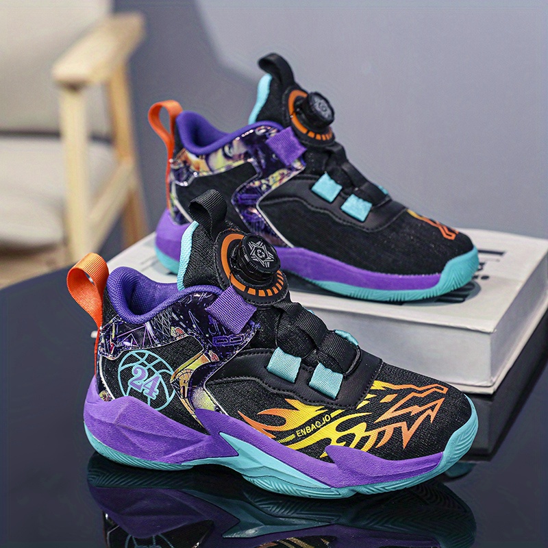 Cool Stylish Mixed Color Pattern Basketball Shoes Boys Kids - Temu Norway