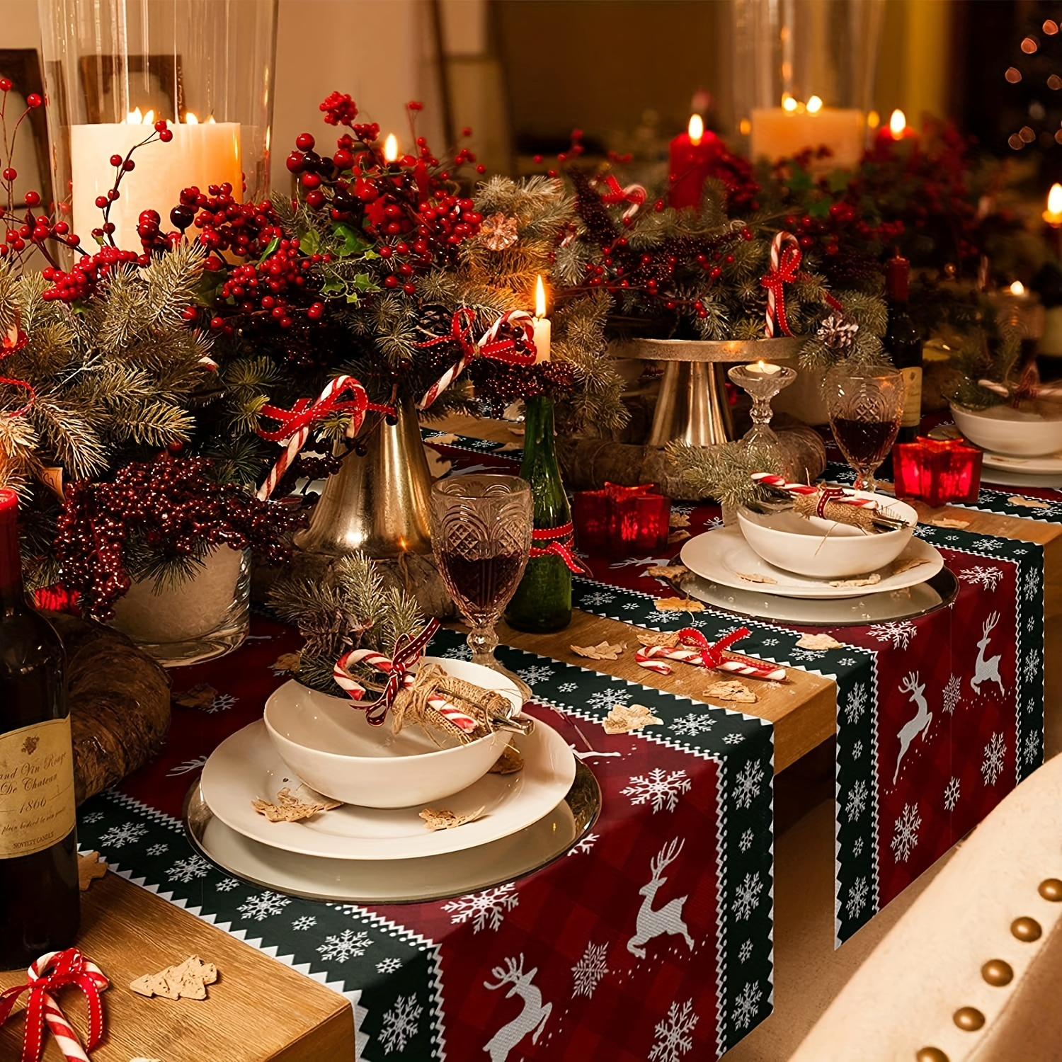 christmas table runner red snowflake - Temu Australia
