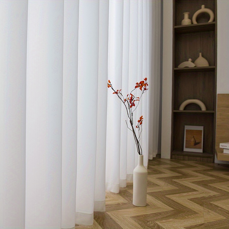 Sunblock Sheer Curtain White Window Treatment Living Room - Temu