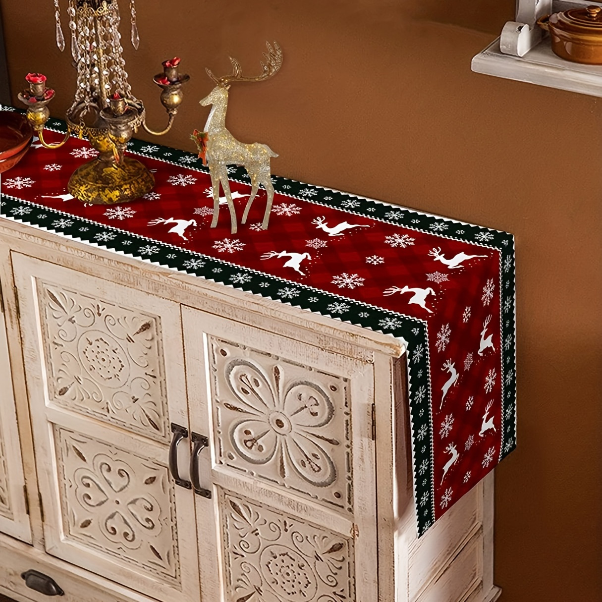 christmas table runner red snowflake - Temu Australia