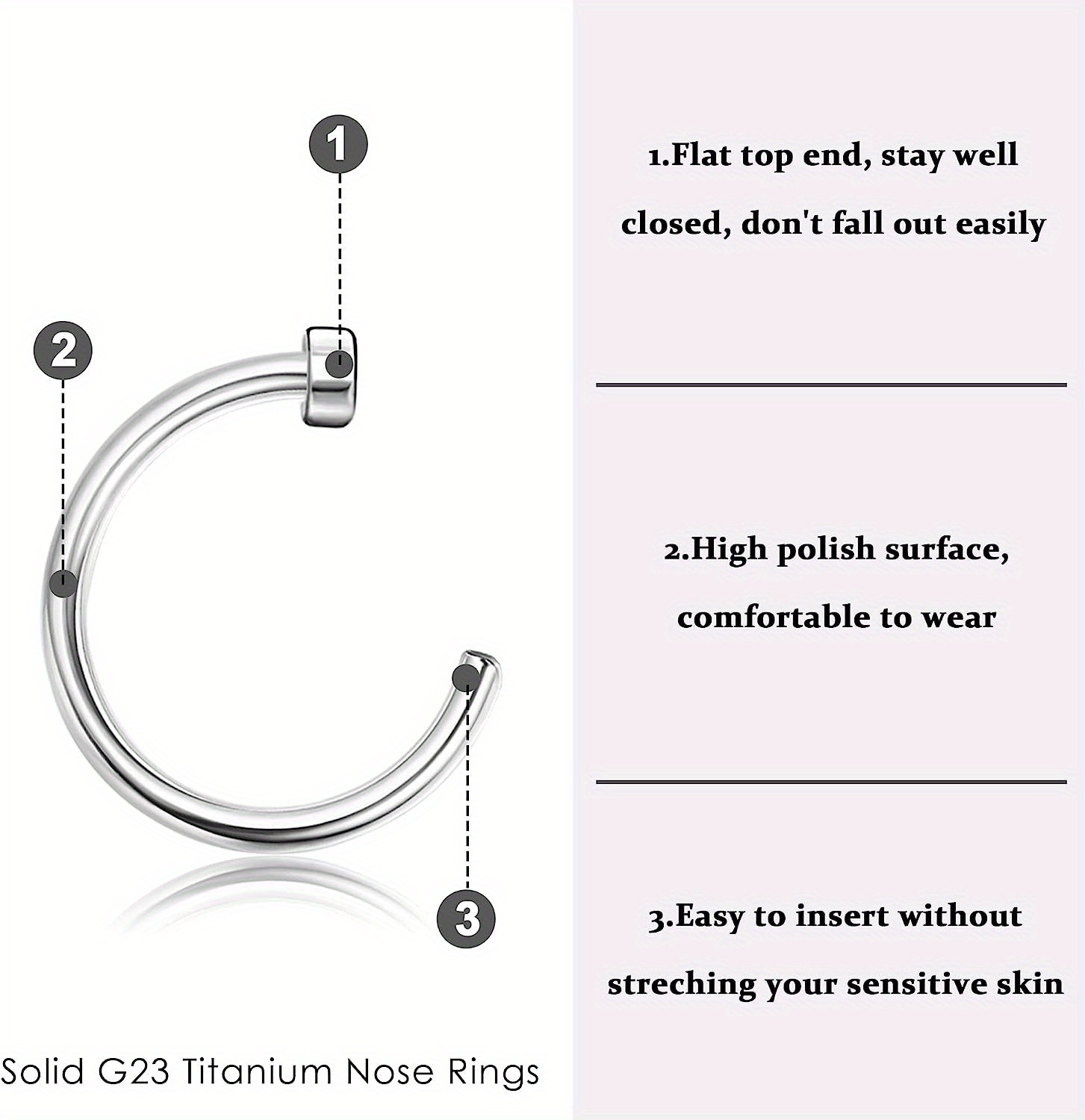 Stainless Steel Hoop Nose Ring Set Simple Style Nose Nostril - Temu ...