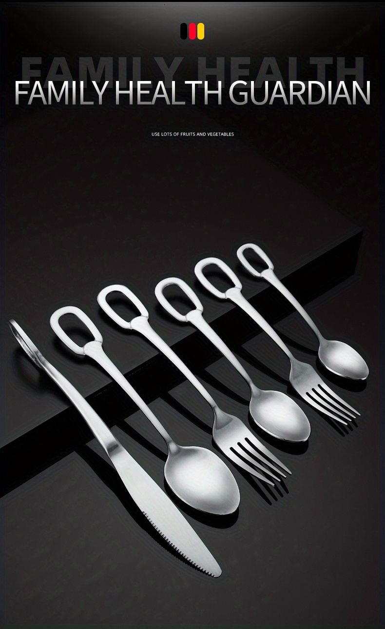 Silverware Set Hook Handle Stainless Steel Flatware Set Fork - Temu Canada