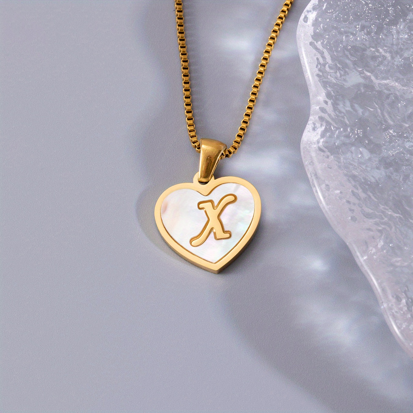 Men's Heart Shaped Letter Pendant Stainless Steel Necklace - Temu ...