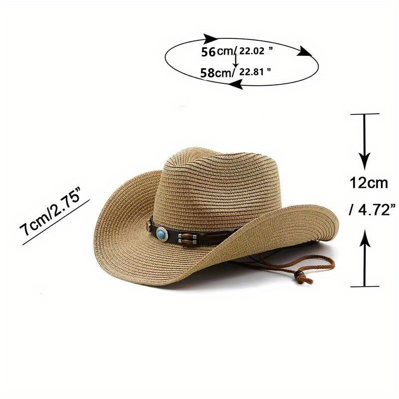 Mens Womens Vintage Gem Sun Hat Cowboy Hat For Adult - Jewelry ...