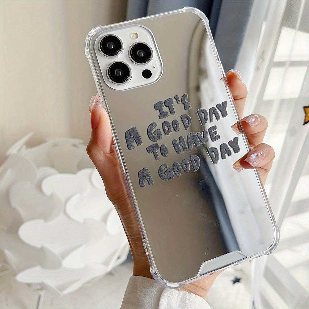 Mirror Type English Letters Phone Case Iphone 14 - Temu