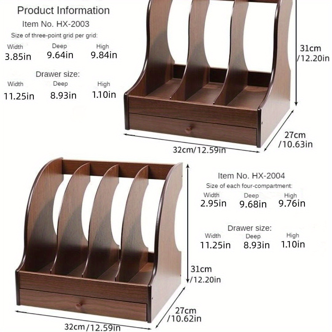 Wooden Multi Column File Rack Folder Book Stand Storage Box - Temu ...