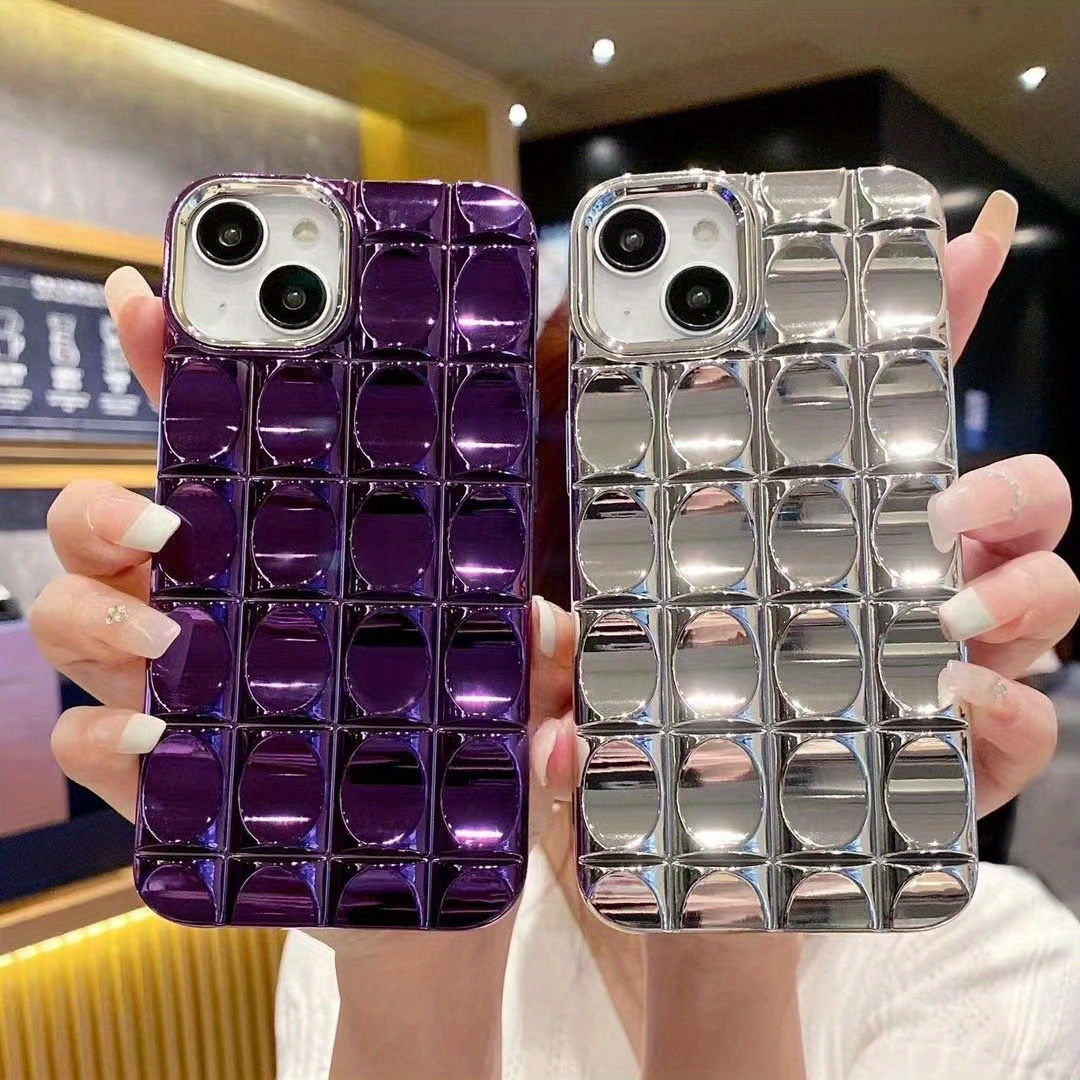 Luxury Plated 3d Blocks Phone Protective Case Iphone 14 13 - Temu ...