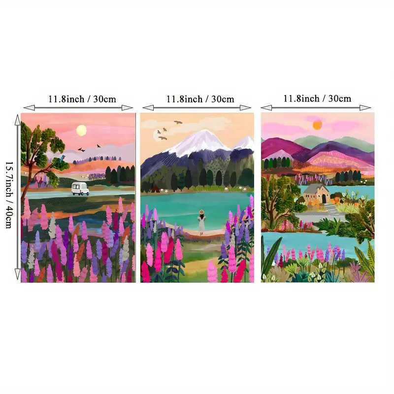 3枚 アートキャンバ ポスター、ニュー ンドブループールタカポ湖山の風景キャンバス 絵画、アートワーク壁画、リビン 、ベッドルーム、バスルーム