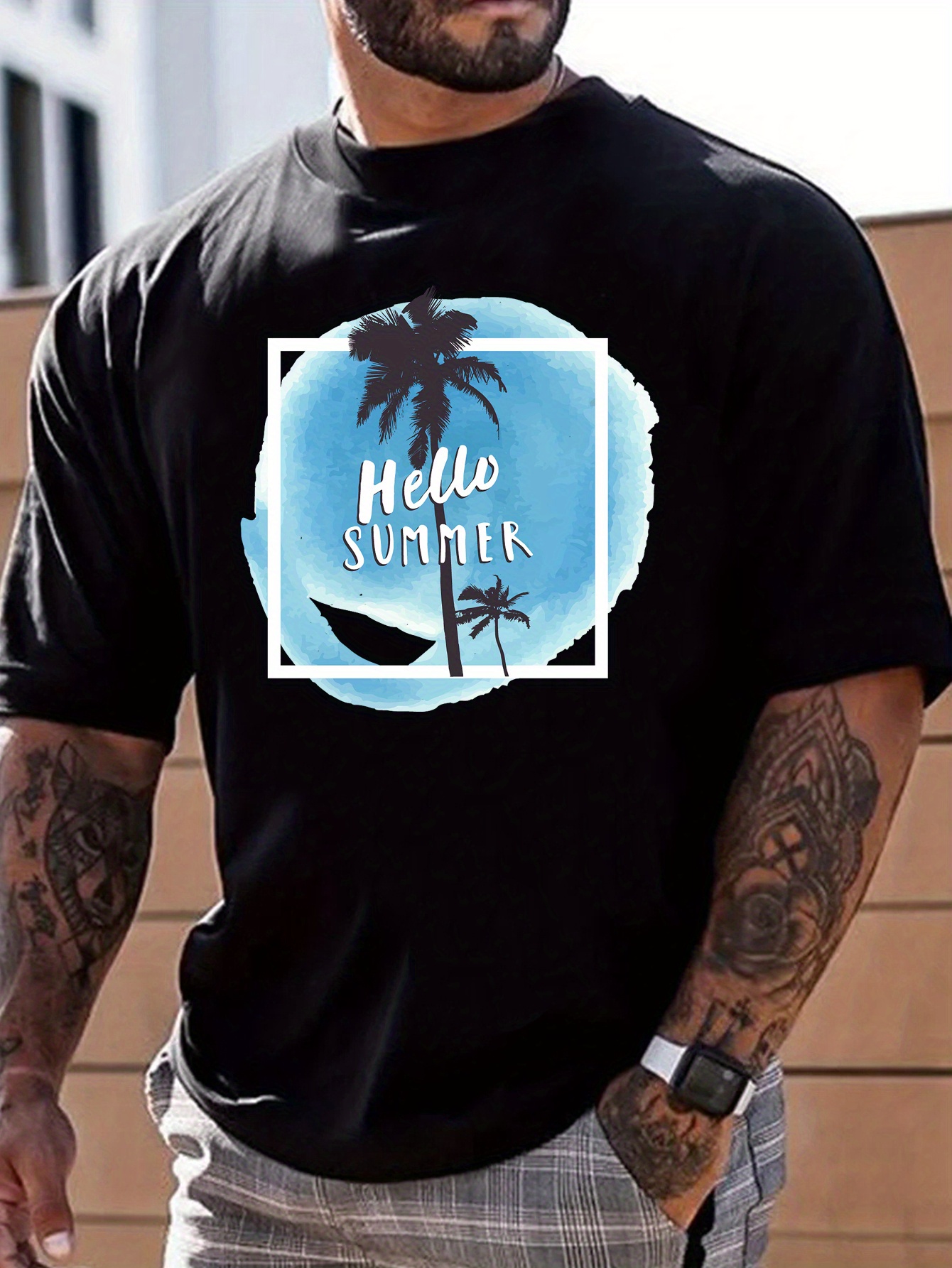 Print Men's Graphic Neck Niche T - Temu