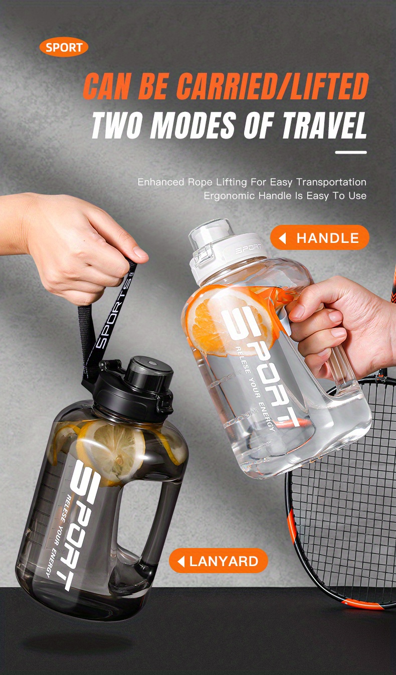 1pc 1700ml ポータブル大容量ウォーターボトル、容量マーク付きプラスチック水差し、男性と女性のアウトドアスポーツ、フィットネス、サイクリング、ジム、エクササイズに最適 - Sports ...