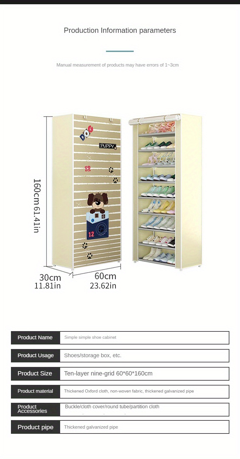 stylish multi layer shoe rack dustproof door durable metal - Temu Canada