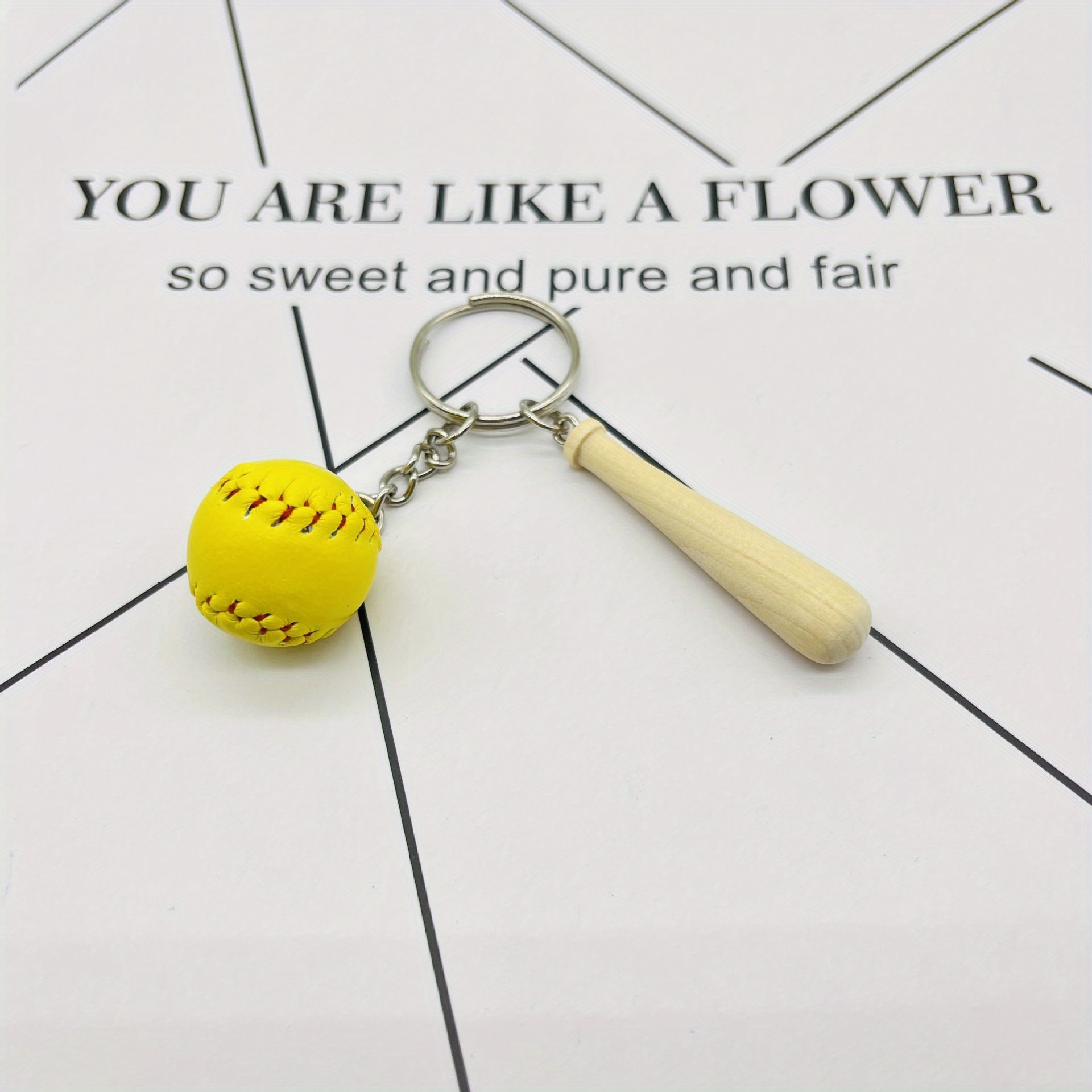 Mini Baseball Bat Ball Keychain Sporty Style Keyring - Temu Portugal