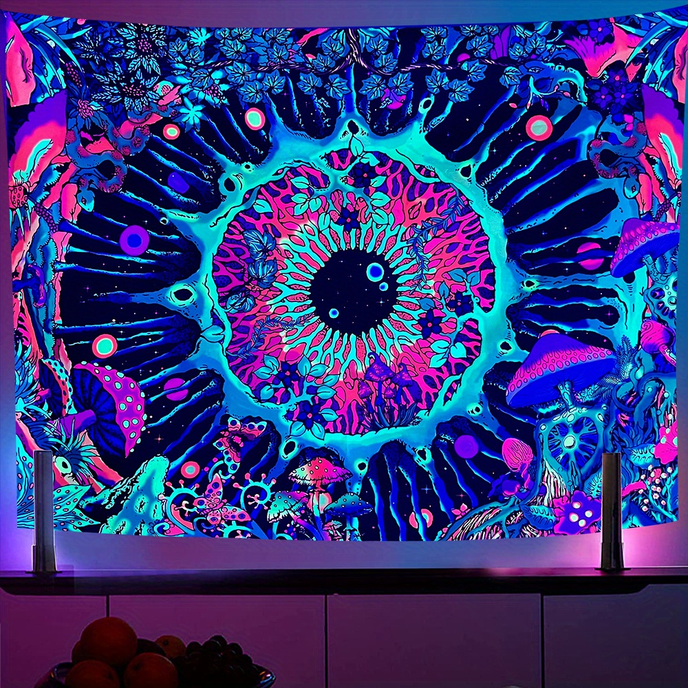 Mushroom Eyes Fluorescent Tapestry Mandala Pattern Floral - Temu Canada