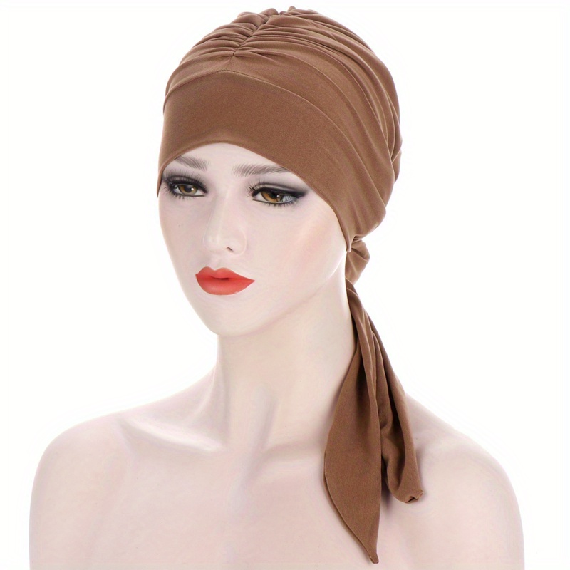 Solid Color Ruched Head Wrap Casual Elastic Turban - Temu United Kingdom