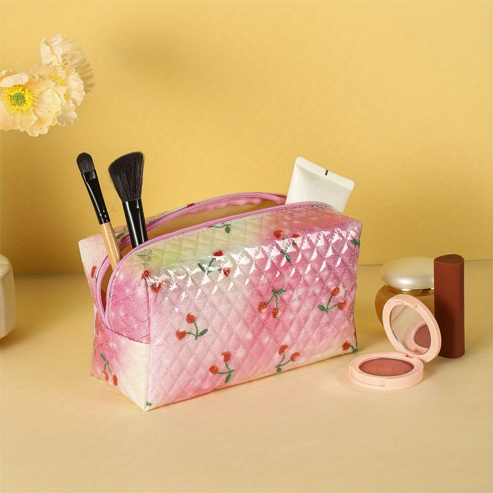 Cherry Pattern Cosmetic Bag Women Sweet Zipper - Temu United