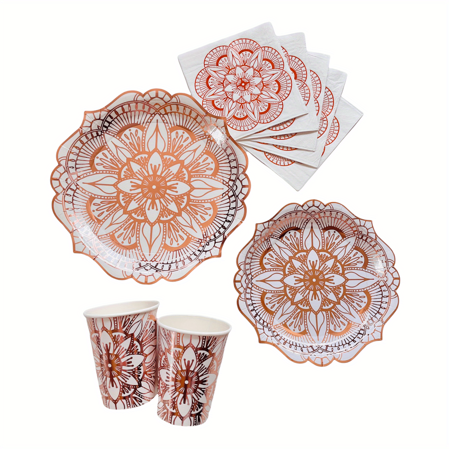 disposable rose golden paper tableware set plates cups - Temu Australia