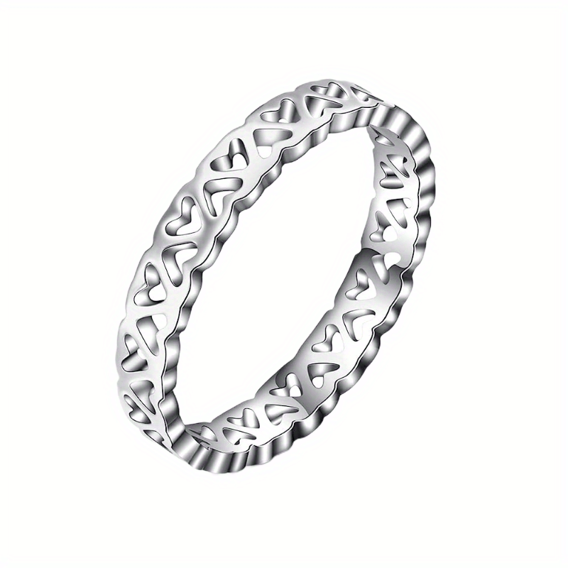 Men's Fashion Hollow Heart Stainless Steel Ring Couple Ring - Temu ...