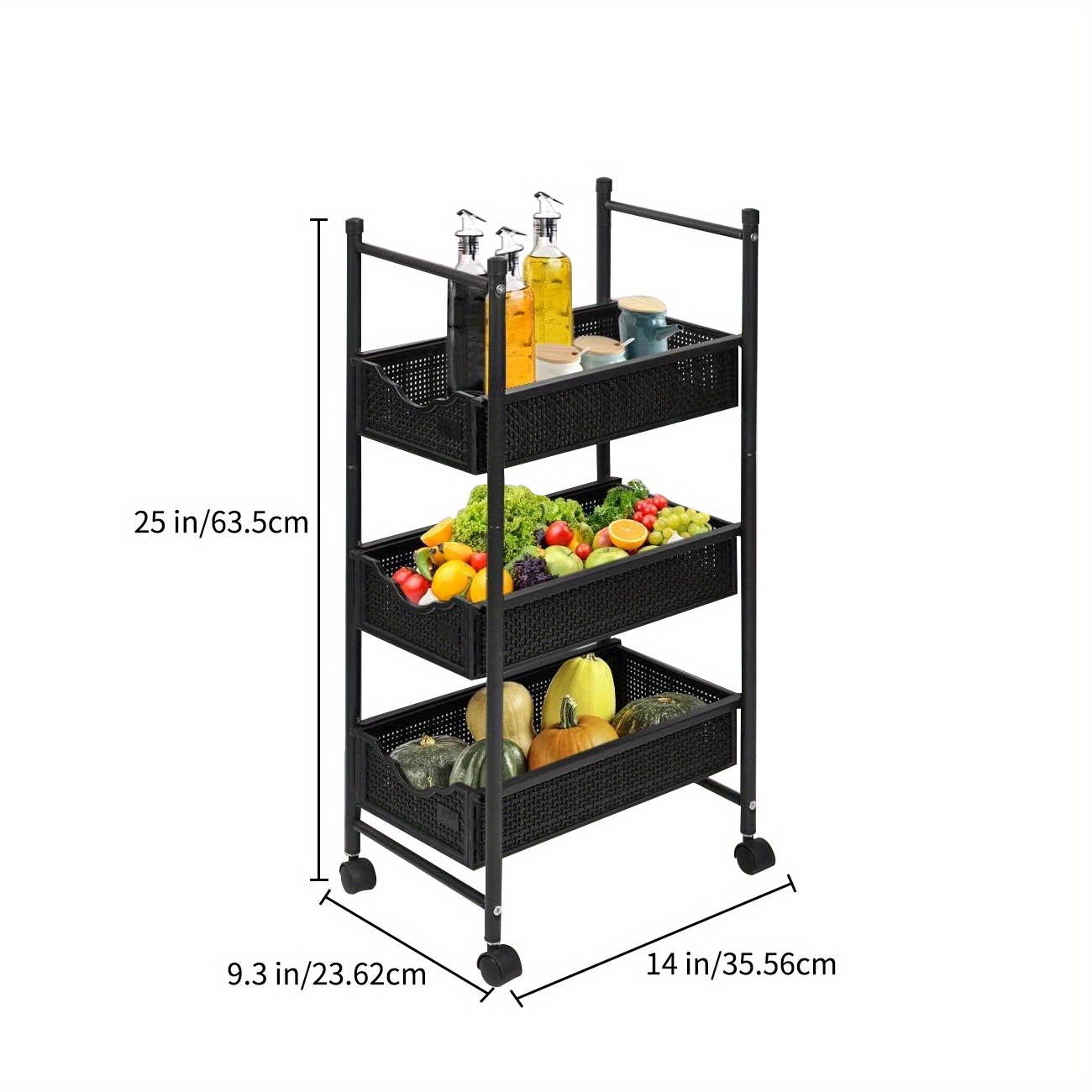3 Tiers Rolling Storage Utility Cart Wheels Sink Cabinet - Temu New Zealand