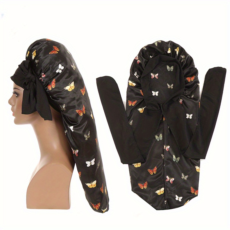 Butterfly Print Satin Bonnet Elegant Soft Sleeping - Temu United