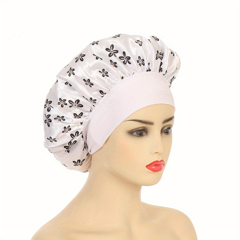 Floral Print Satin Bonnet Hair Turban Soft Head Wraps Solid - Temu ...