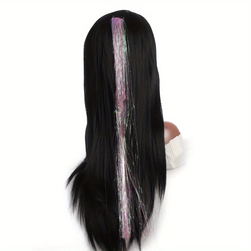 Highlight Glitter Tinsel Hair Extensions Y2k Clip In Colored - Temu ...