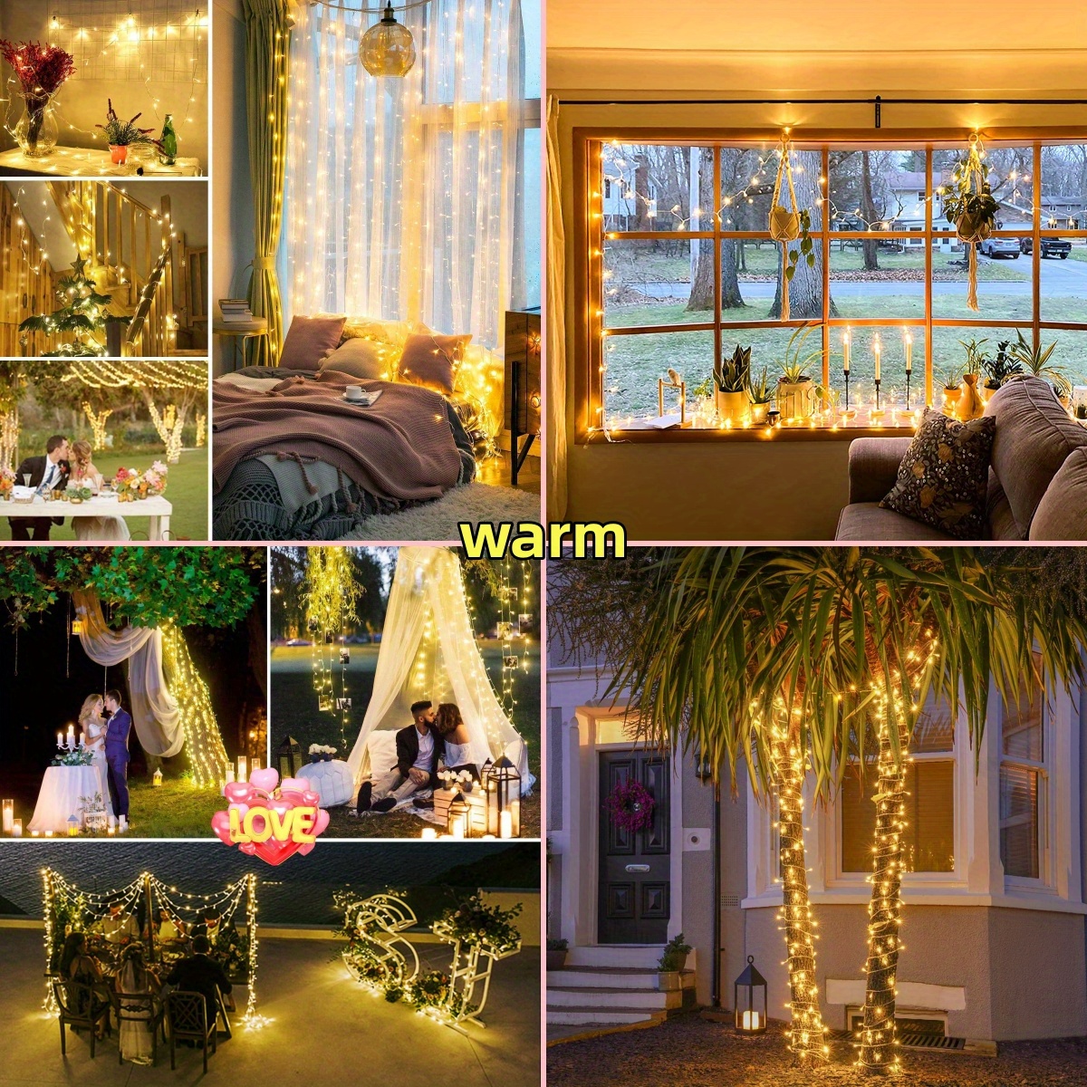 Plug in Christmas Light String 8 Built in - Temu