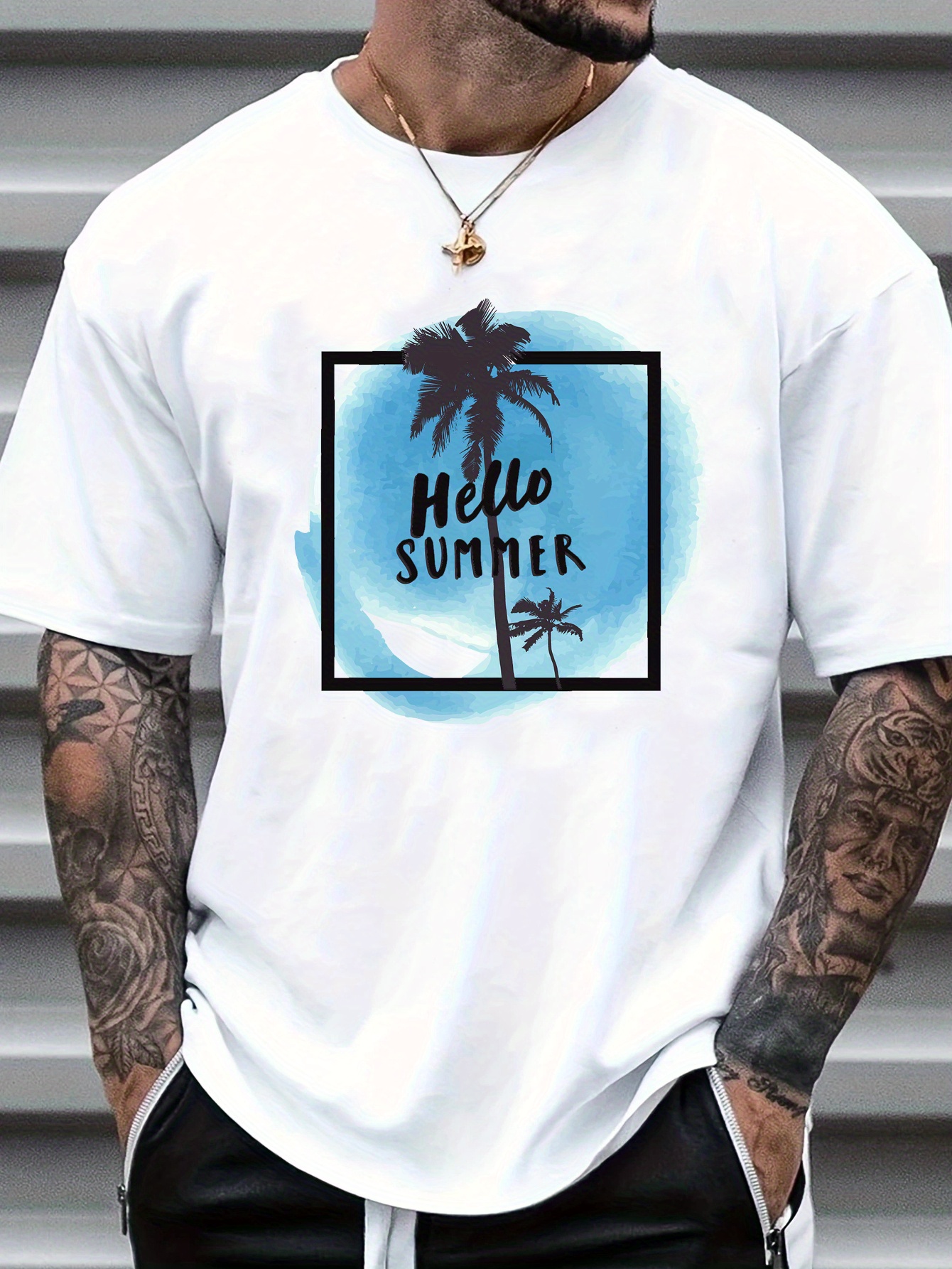 Print Men's Graphic Neck Niche T - Temu