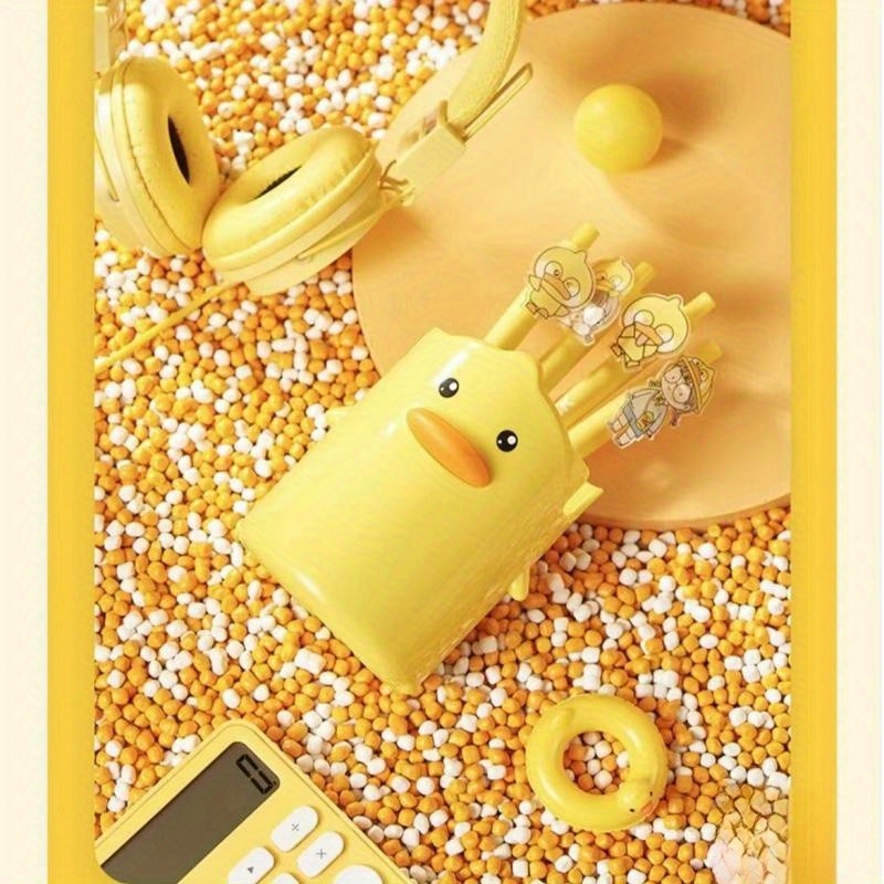 Cute Little Yellow Duck Pen Holder Storage Student Learning - Temu Canada