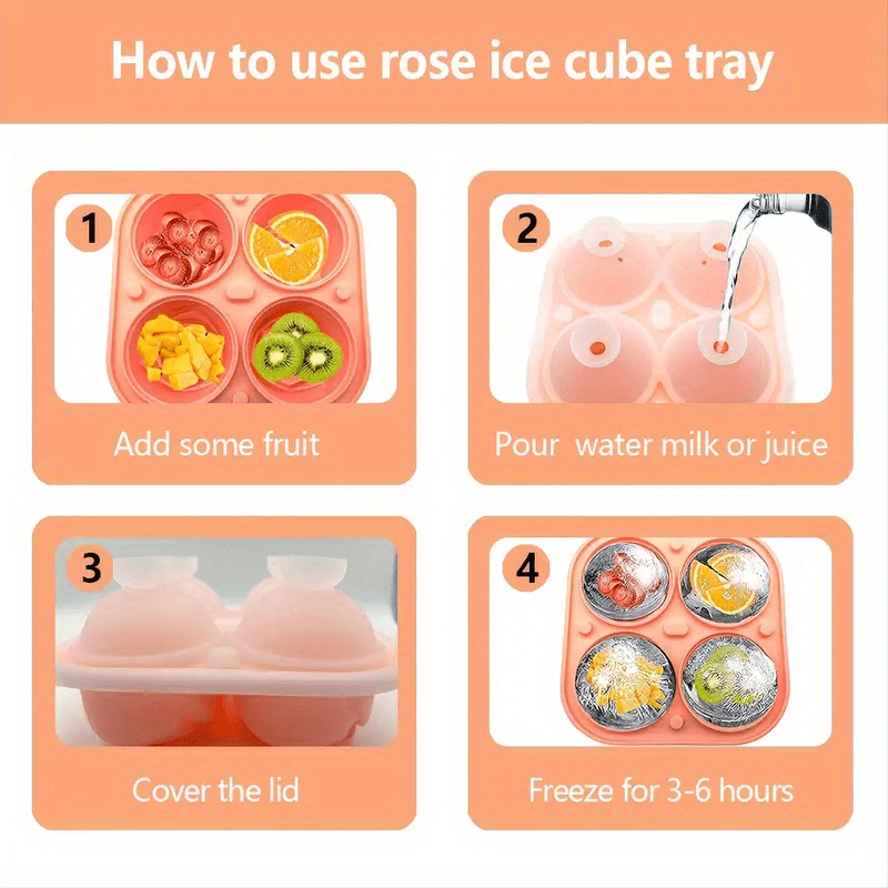 Rose Ice Cube Tray Silicone Freezing Mold Home Made Ice Box - Temu