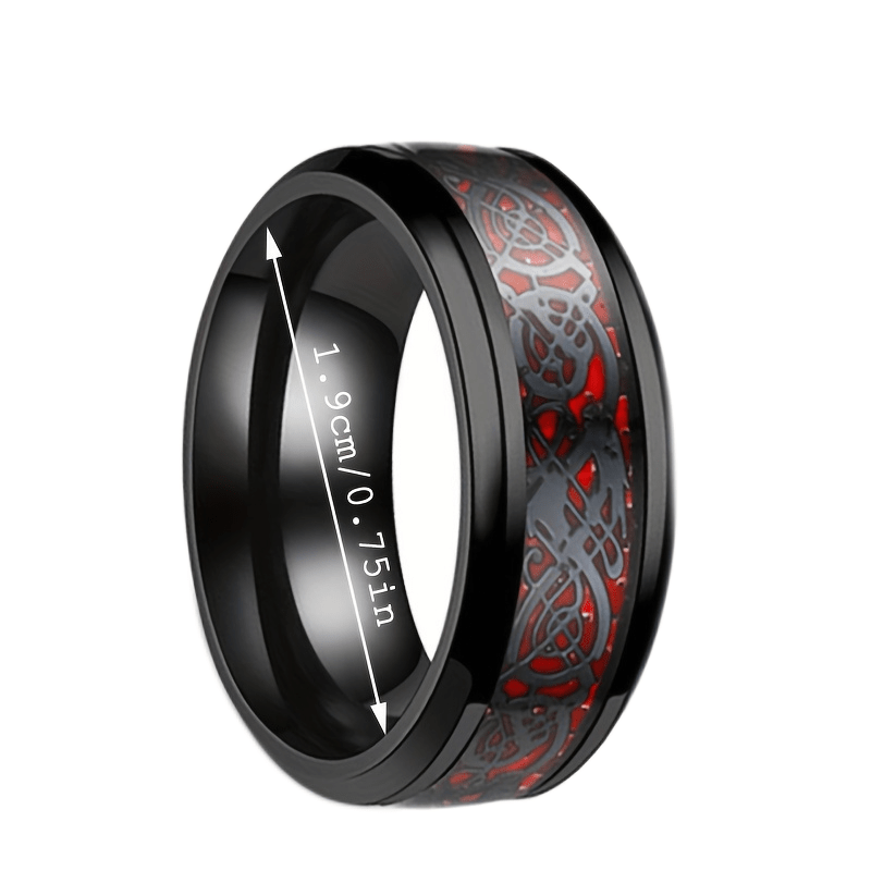 Stainless Steel Dragon Pattern Rings Simple Punk Carbon - Temu New Zealand