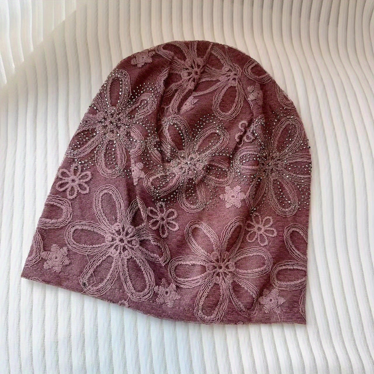 flower lace slouchy beanie elegant solid color - Temu Canada