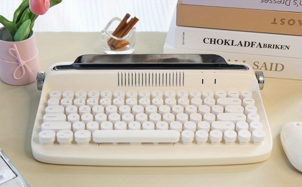B303 Ivory Butter Wireless Typewriter Keyboard Retro - Temu